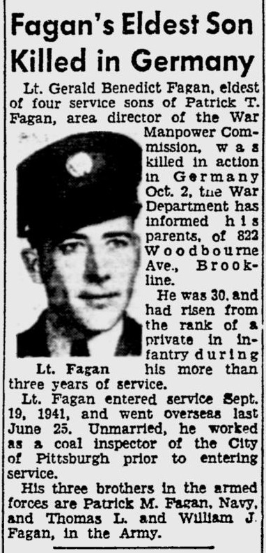 FAGAN GERALD B | The American Overseas Memorial Day Association