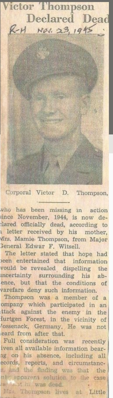 THOMPSON VICTOR D | The American Overseas Memorial Day Association