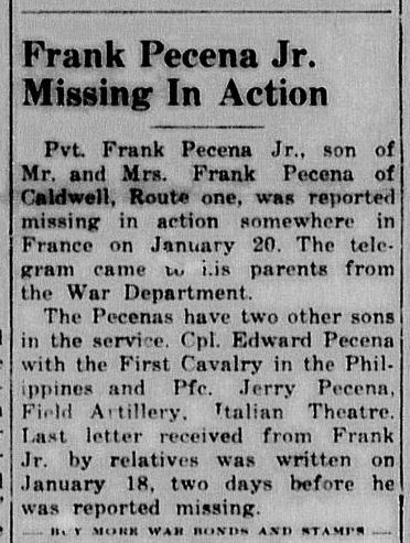 PECENA FRANK JR | The American Overseas Memorial Day Association